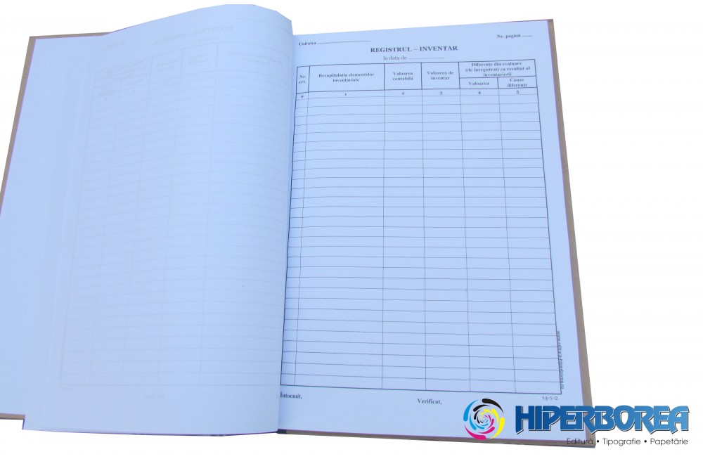 Registru inventar – copertă tare