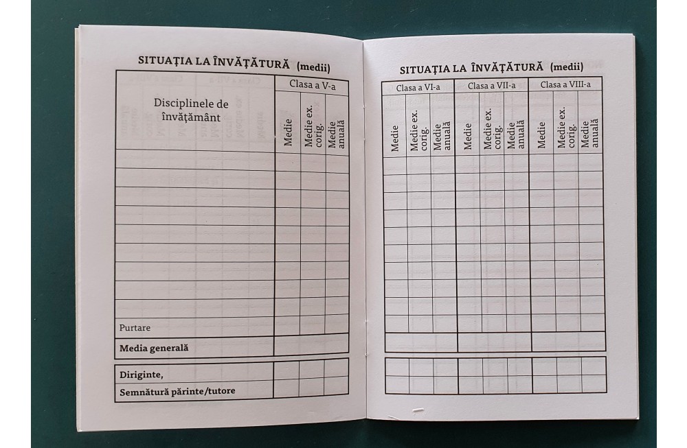 Carnet de elev pentru clasele V – VIII