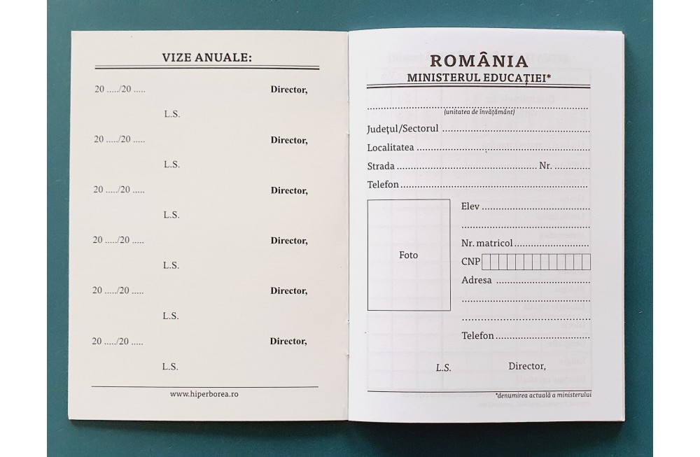 Carnet de elev pentru clasele I – IV