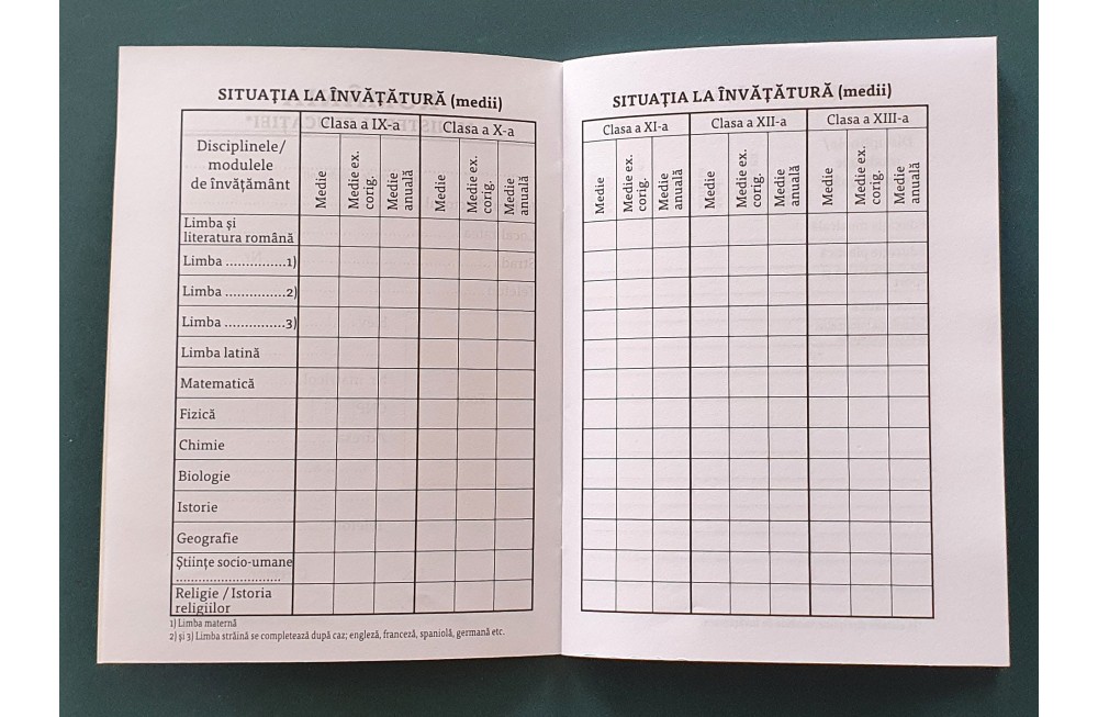 Carnet de elev pentru licee