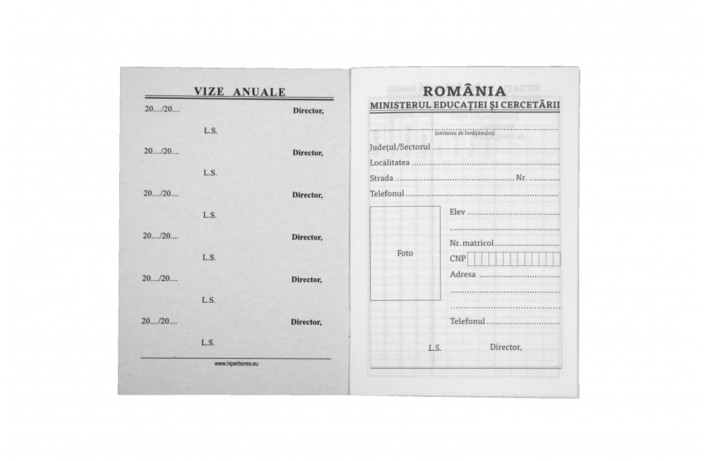 Carnet de elev pentru şcoli postliceale