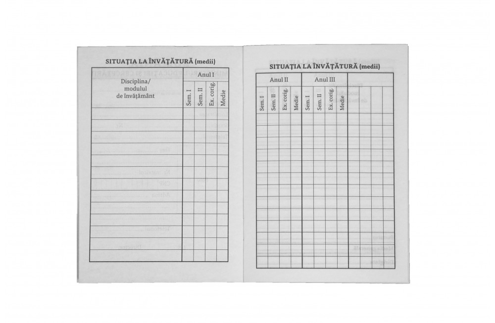 Carnet de elev pentru şcoli postliceale