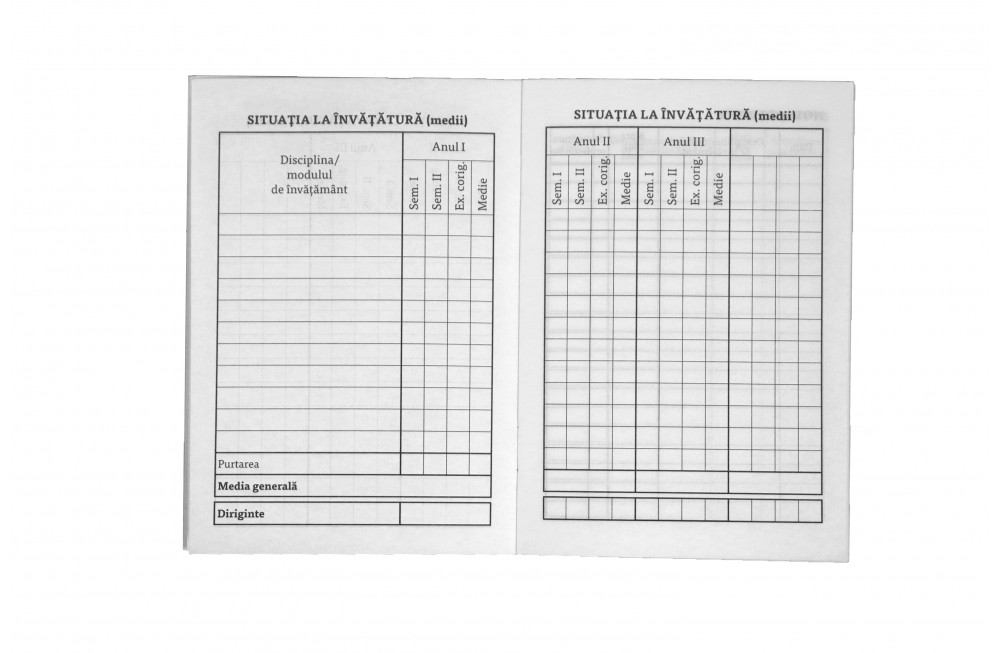Carnet de elev pentru şcoli postliceale