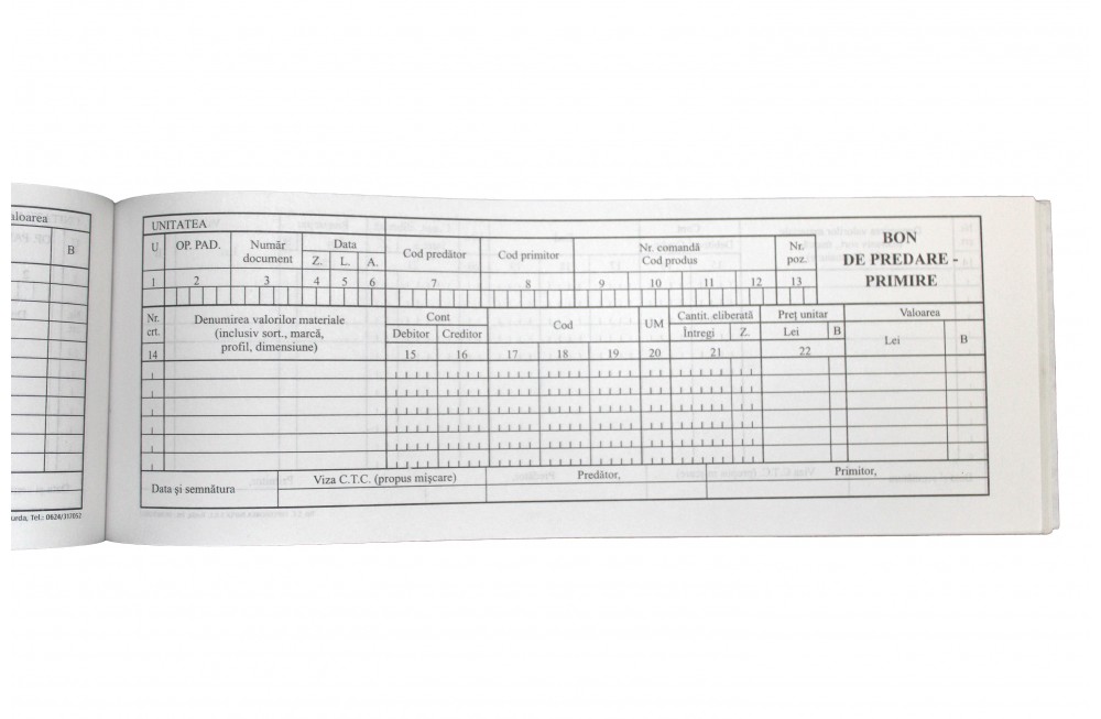 Bon de predare - primire