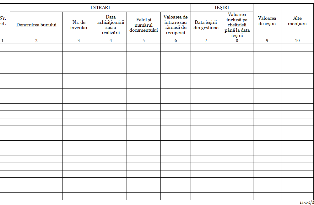 Registru inventar Pfa - coperta carton duplex