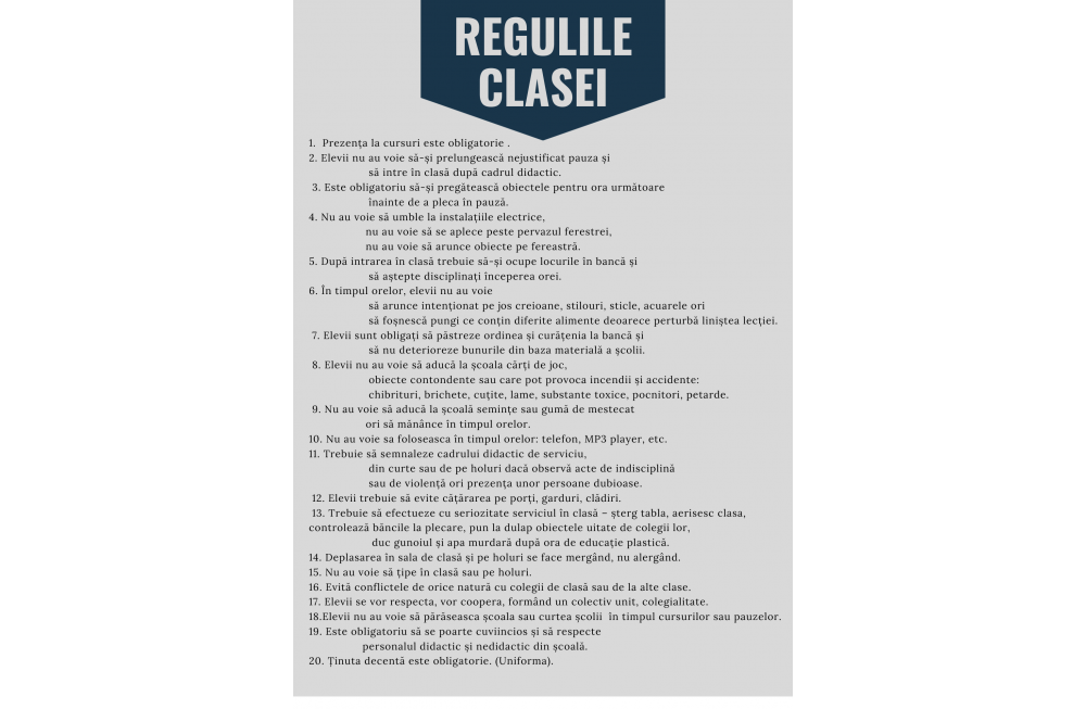 Regulile clasei, cod:PM041