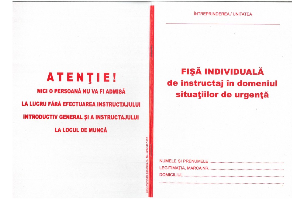 Fişă individuală instructaj situaţii de urgenţă