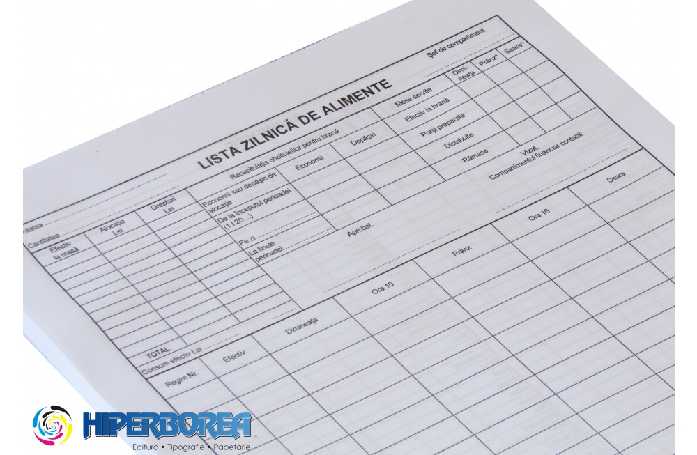 Lista zilnica de alimente